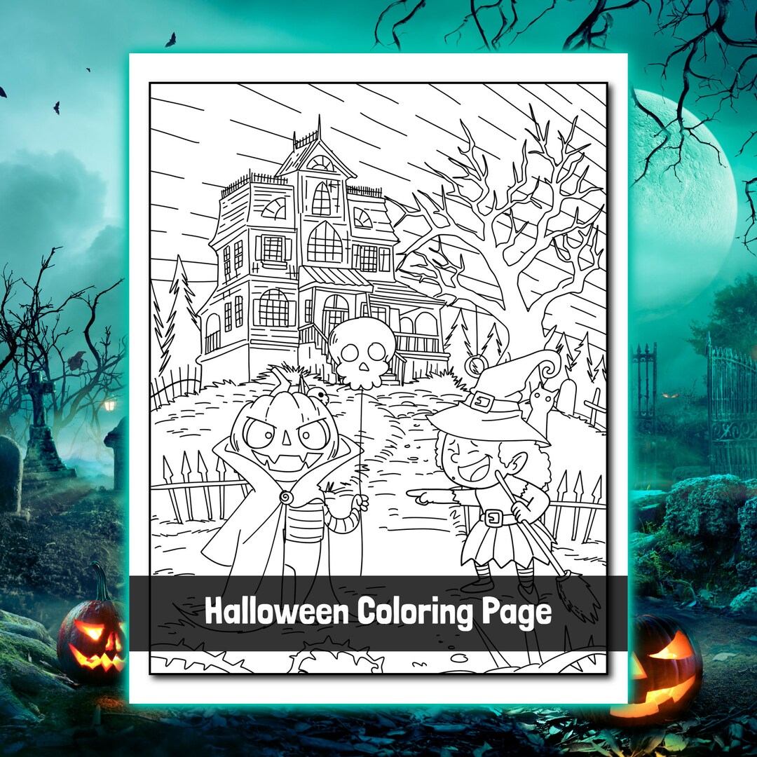 Halloween Coloring Page, Mummy, Creepy, Haunted House, Pumpkin, Trick ...
