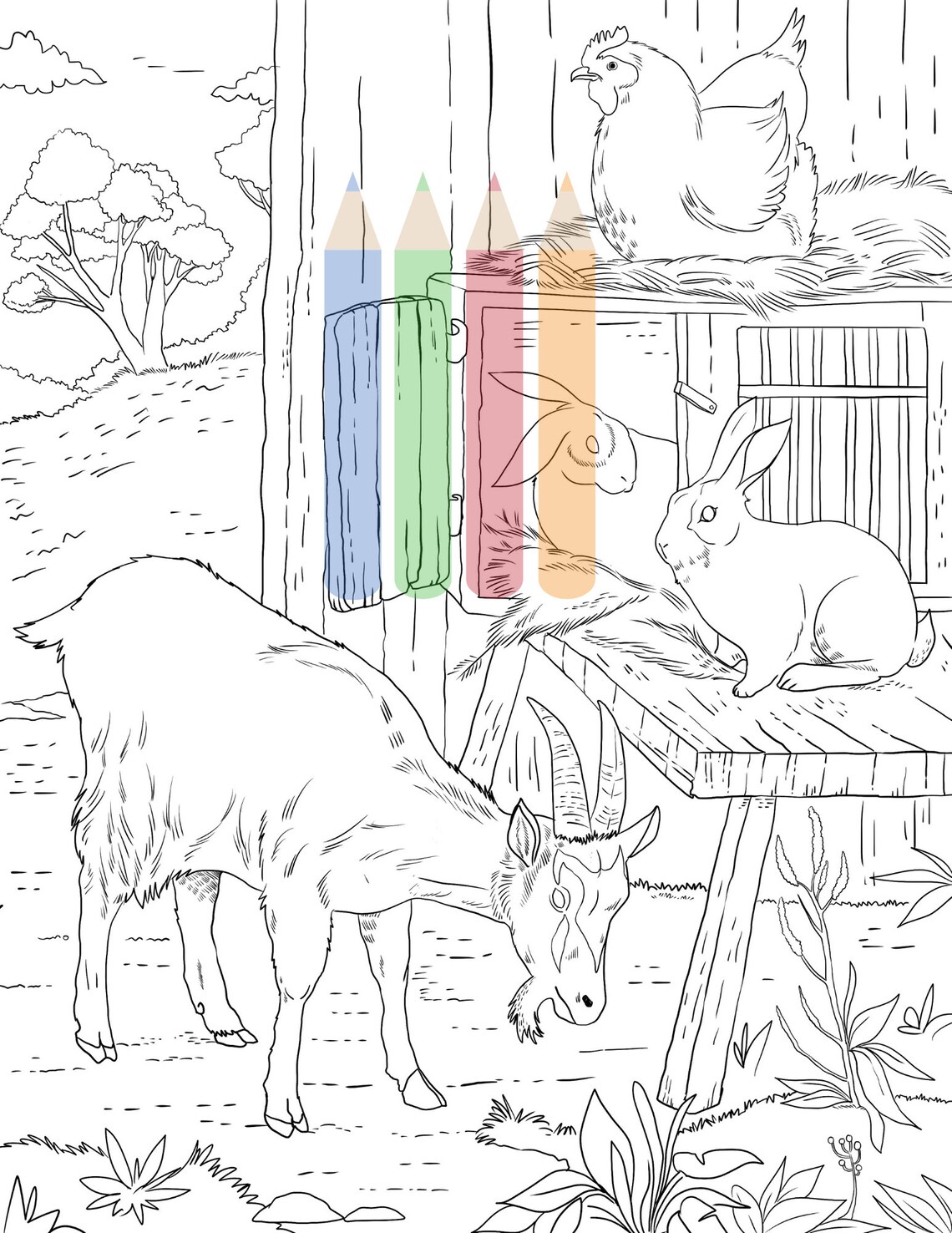 Country Farm Coloring Book: an Adult Coloring Book Offering Relaxation ...