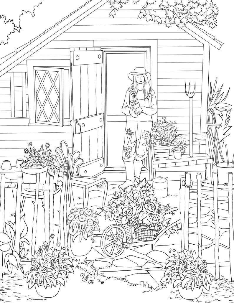 Farm House - Printable Adult Coloring Page From Manila Shine (coloring ...