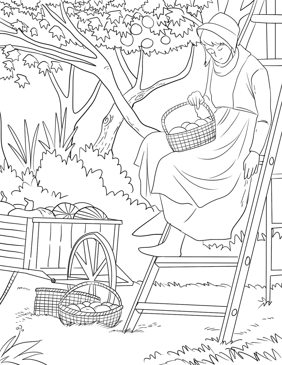 Farm Woman - Printable Adult Coloring Page From Manila Shine (coloring ...