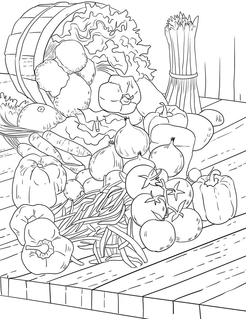 Farm Vegetable Printable Adult Coloring Page From Manila Shinecoloring ...