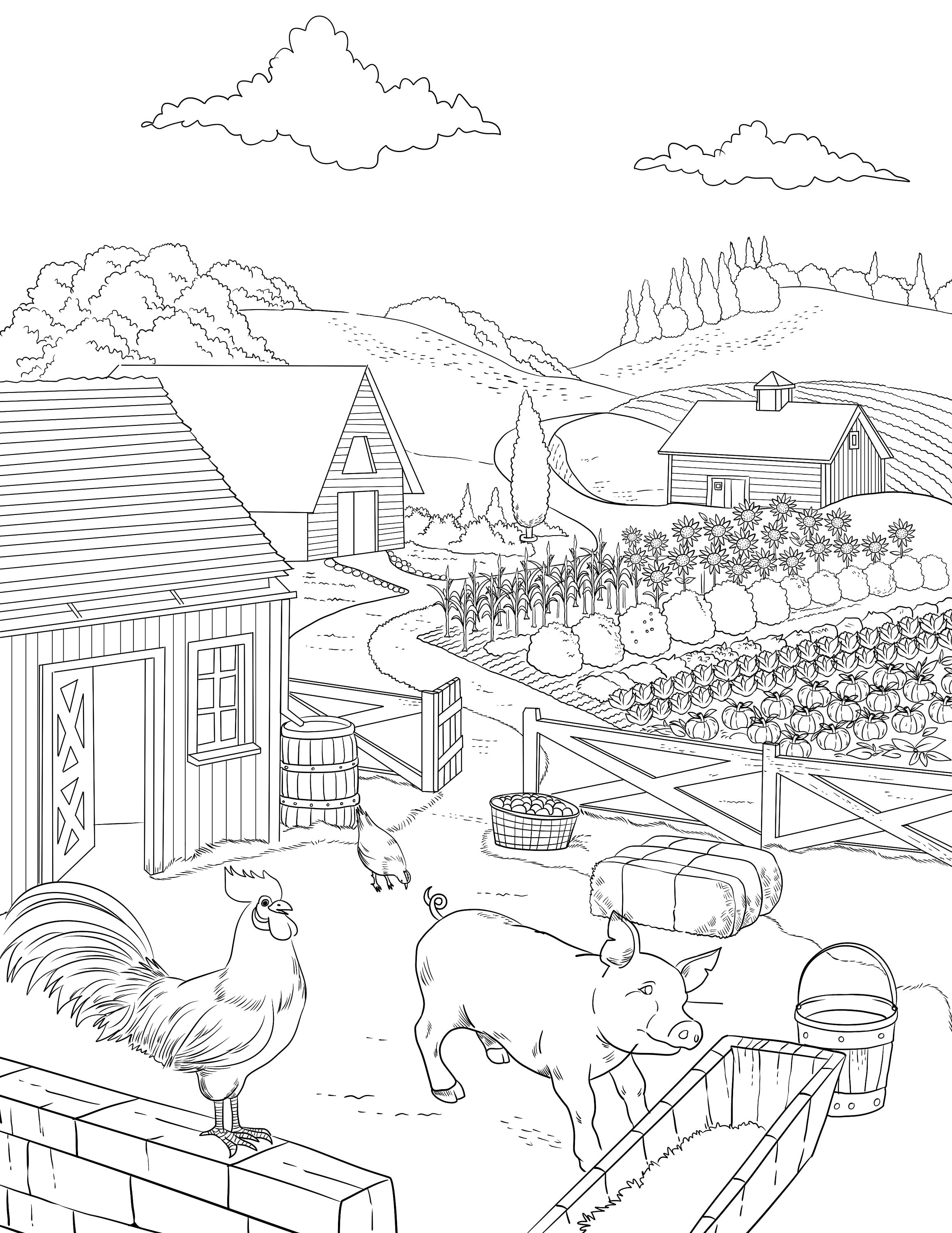 Farm Pig - Printable Adult Coloring Page From Manila Shine (coloring ...