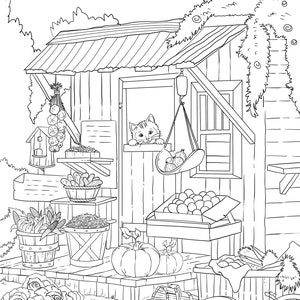 Farm Cat - Printable Adult Coloring Page From Manila Shine (coloring ...