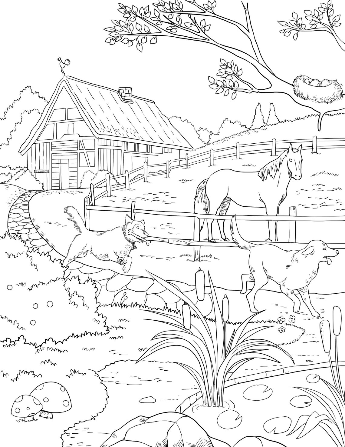 Farm Dog - Printable Adult Coloring Page From Manila Shine (coloring ...