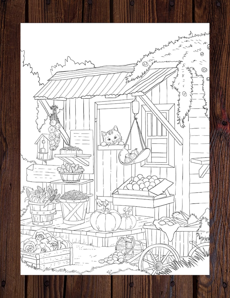 Farm Cat - Printable Adult Coloring Page From Manila Shine (coloring ...