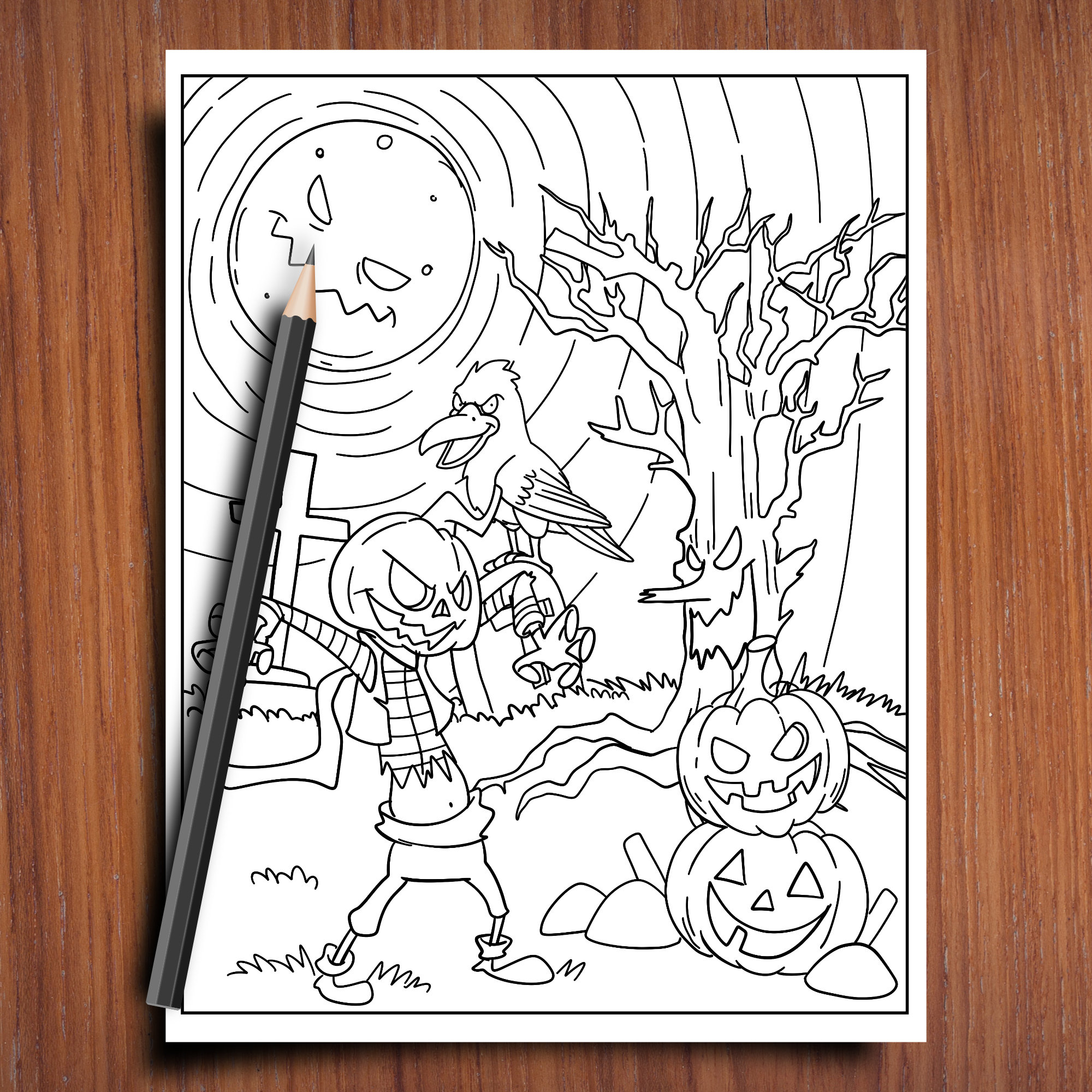 Halloween Coloring Page, Zombie, Pumpkin, Skeleton, Haunted House, A ...