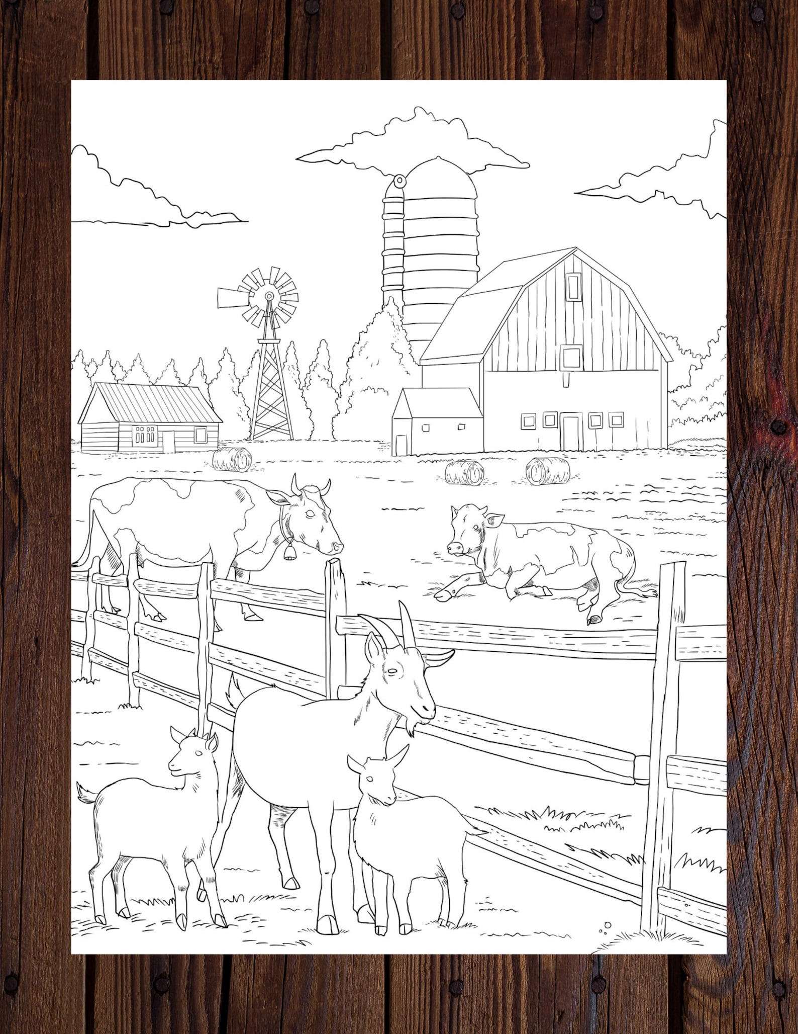 Farm Animals - Printable Adult Coloring Page From Manila Shine ...