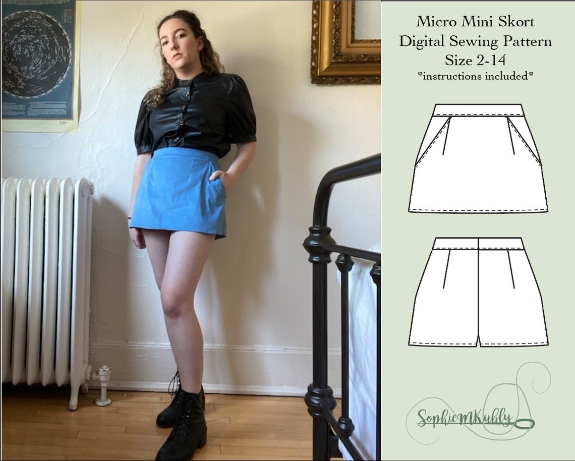 Micro Mini Skort With Pockets / Digital Pattern PDF / Trendy - Etsy
