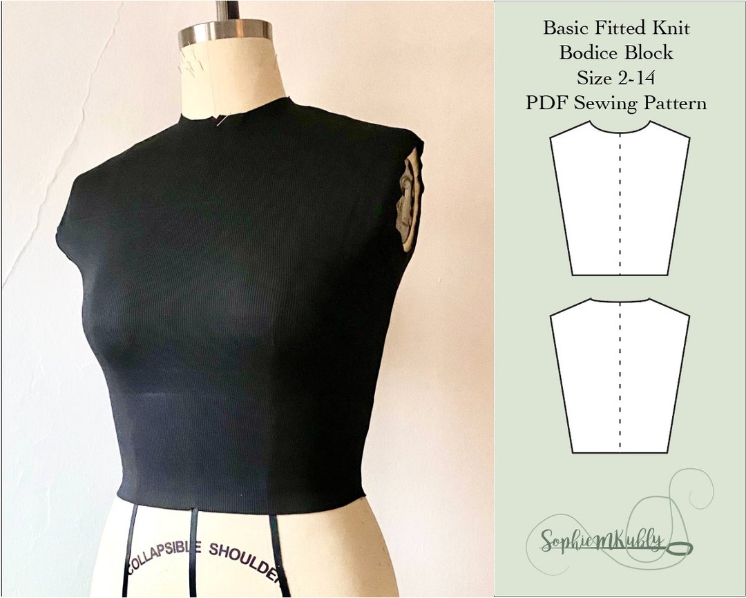 Basic Knit Bodice Pattern \ Women’s Fitted Knit Bodice Digital PDF ...