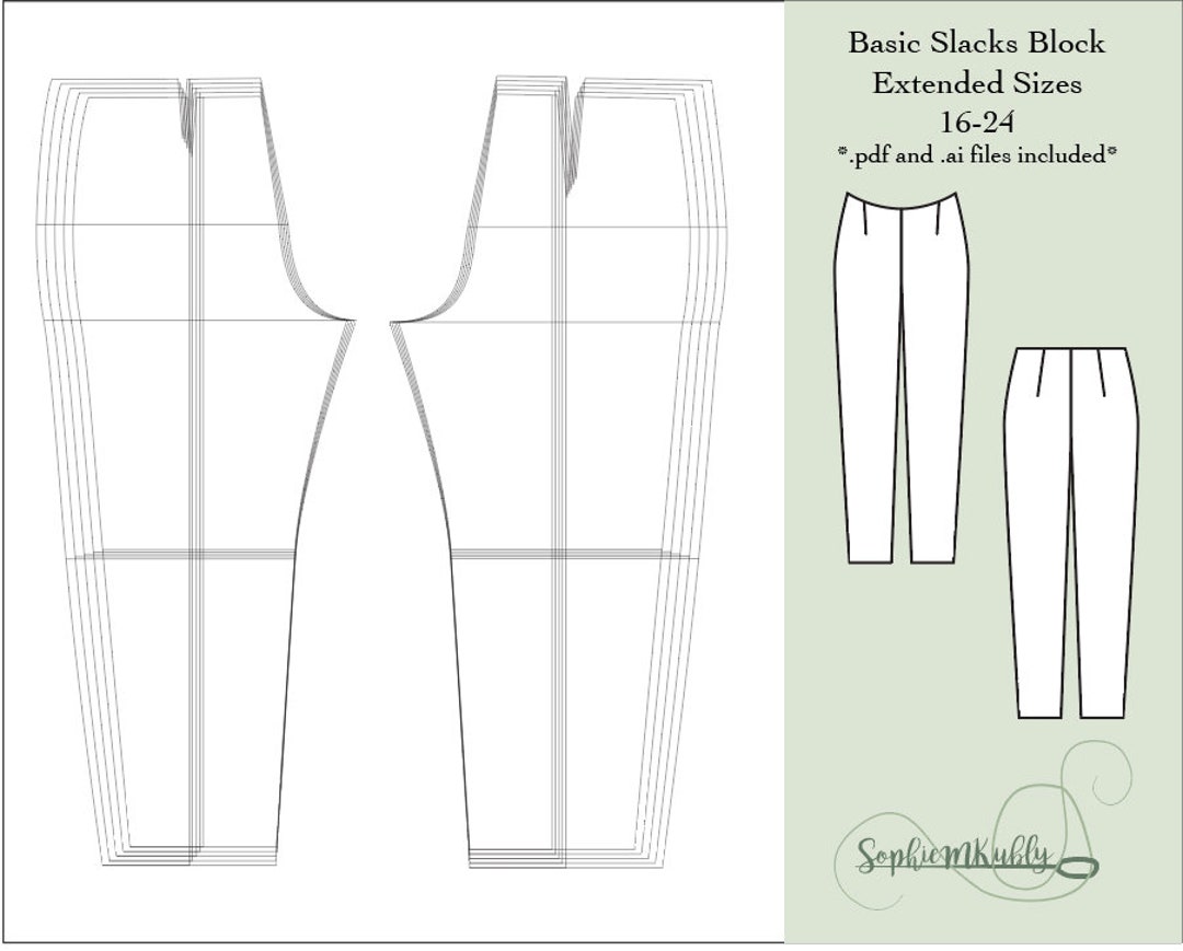 Plus Size Womens Slim Fit Slacks Digital PDF Sewing Pattern / Extended ...