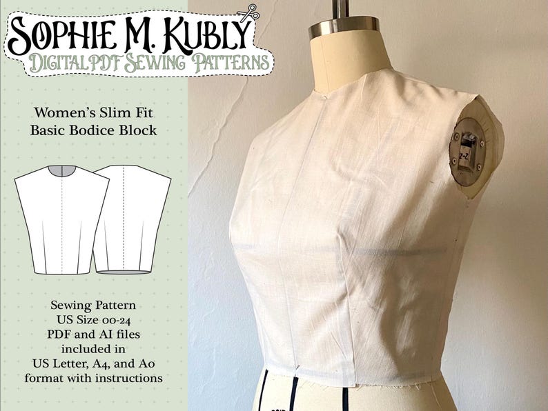 Basic Bodice Pattern / Women's Slim Fit Basic Bodice Sewing Pattern ...