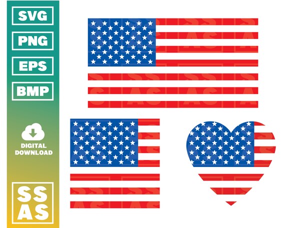 American Flag Vector Bundle United States Clipart Stars & | Etsy