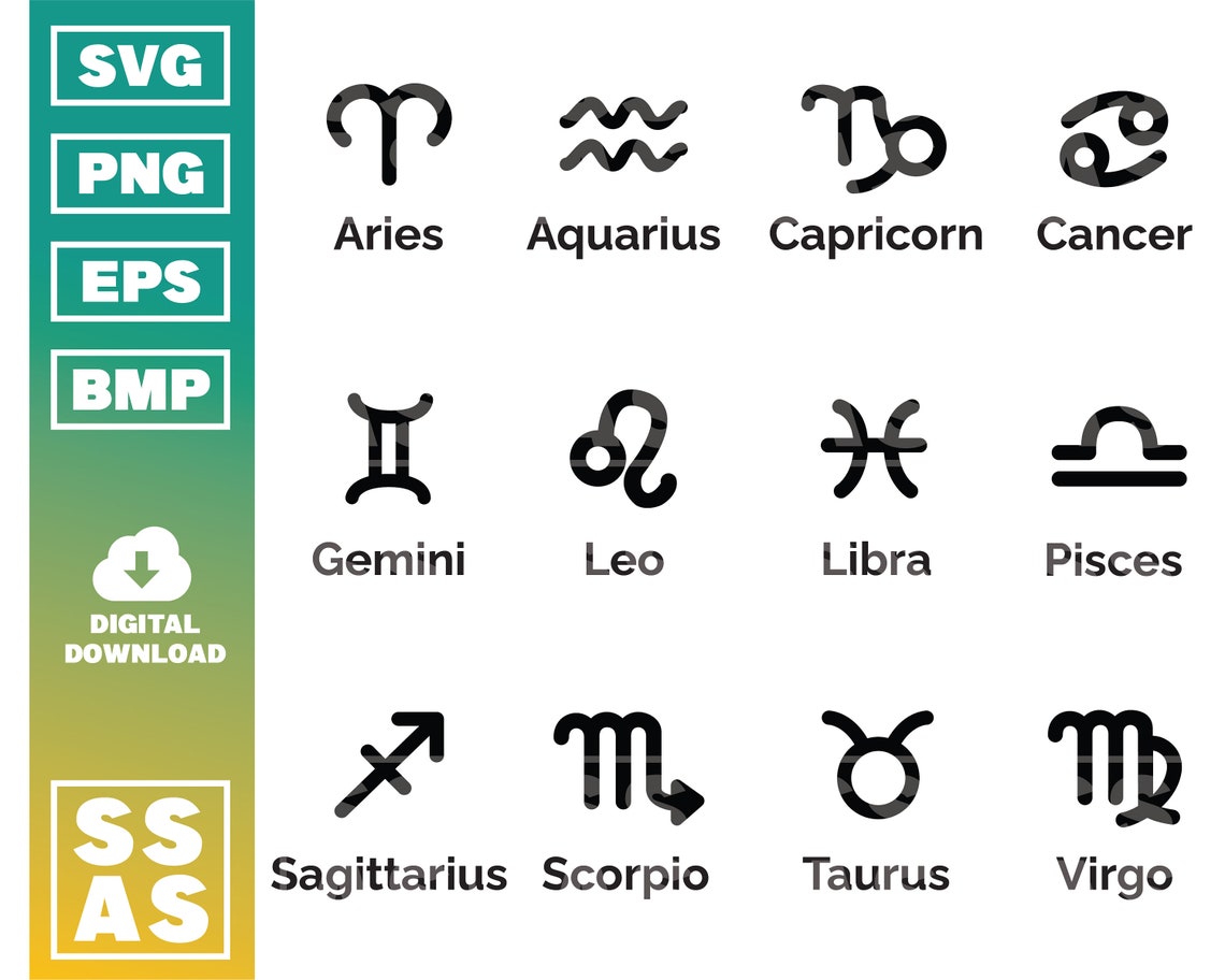 Símbolos de signo del zodiaco / Astrology Clipart / - Etsy España