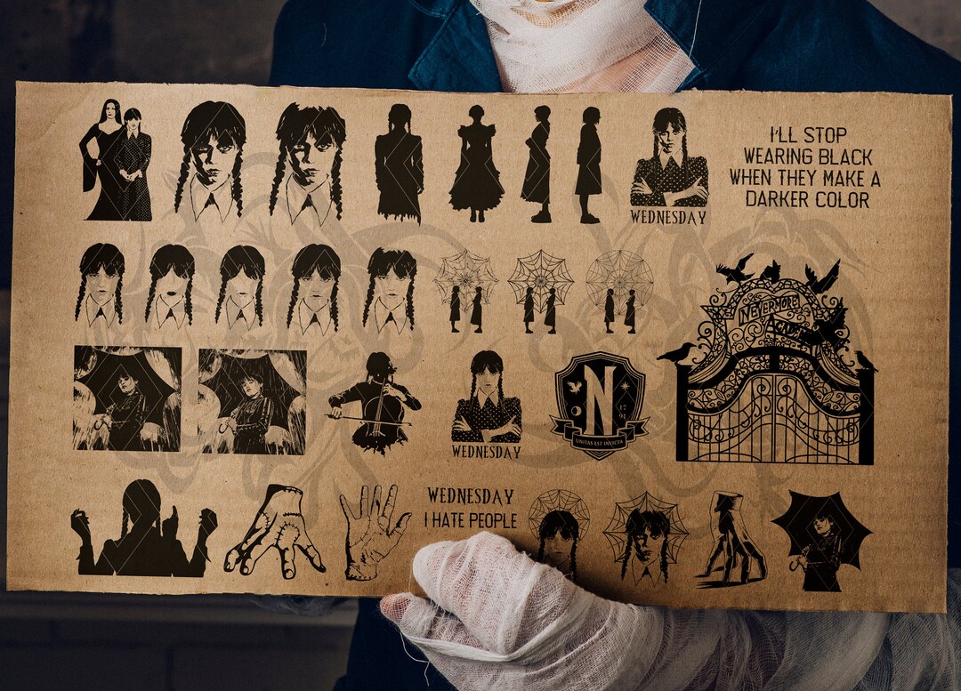 Set of Inspired Wednesday Addams Silhouettes Wednesday Bundle - Etsy