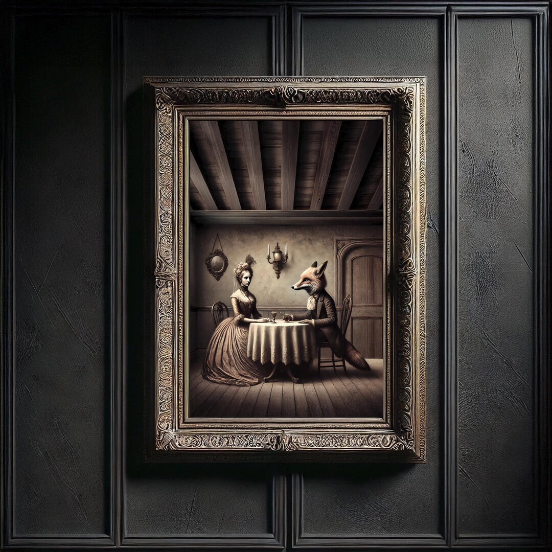 Victorian Gothic Foxman & Lady | Dark Art Digital Download | Surreal ...