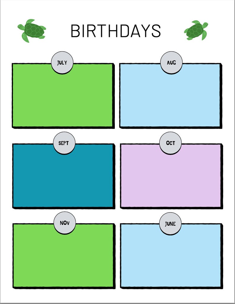 Printable Teacher Planner Undated Turtle Themed - Etsy