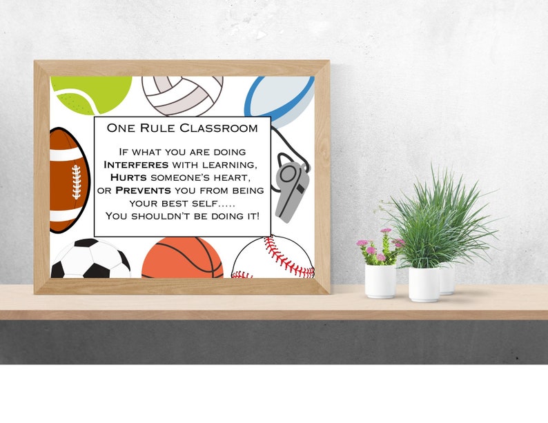 One Rule Classroom Poster: Sports-themed - Etsy