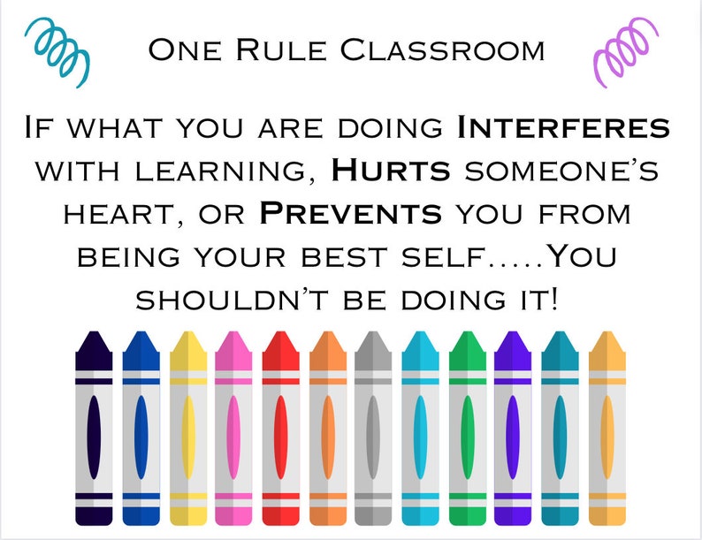 One Rule Classroom Poster: Crayon-themed - Etsy