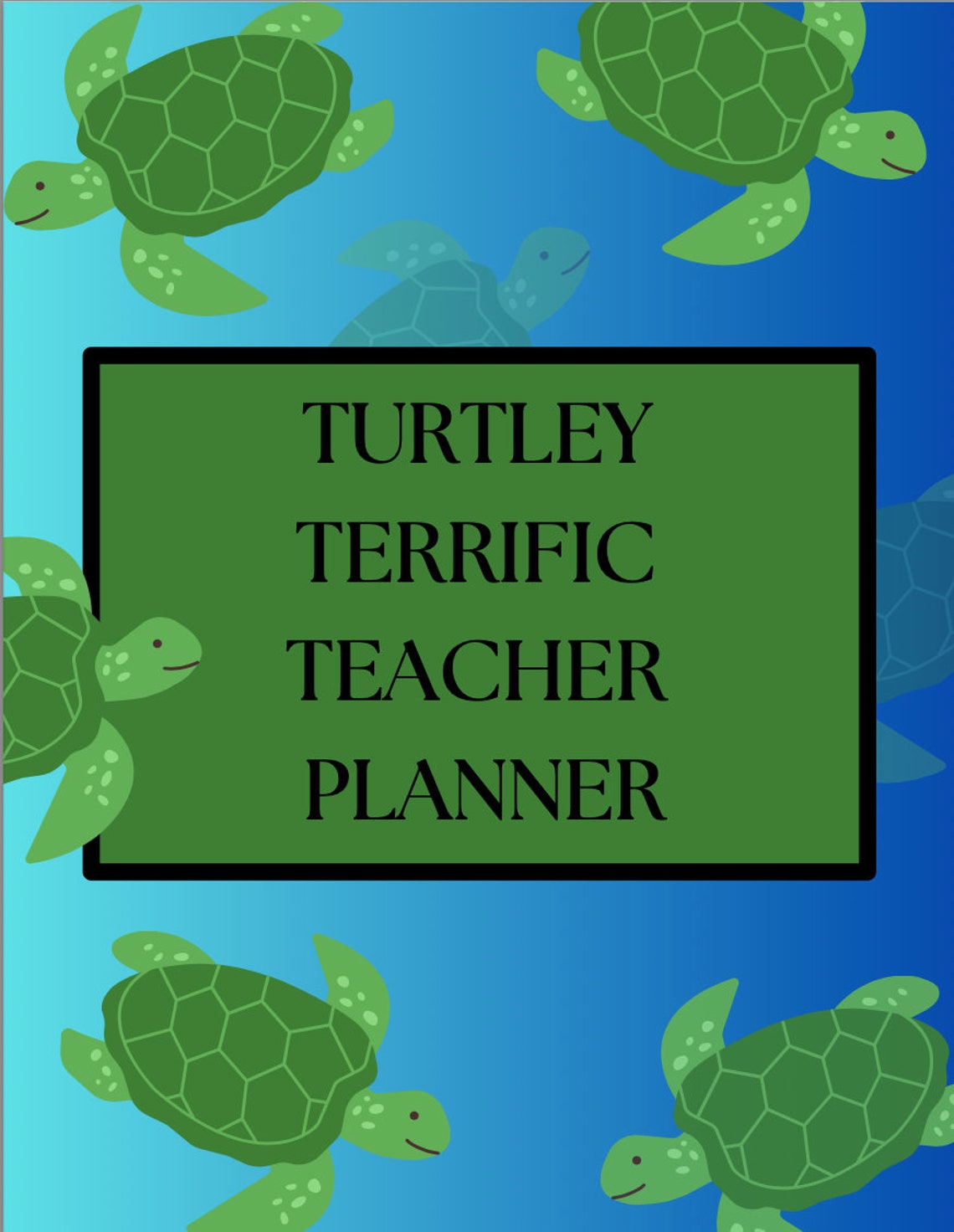 Printable Teacher Planner Undated Turtle Themed - Etsy