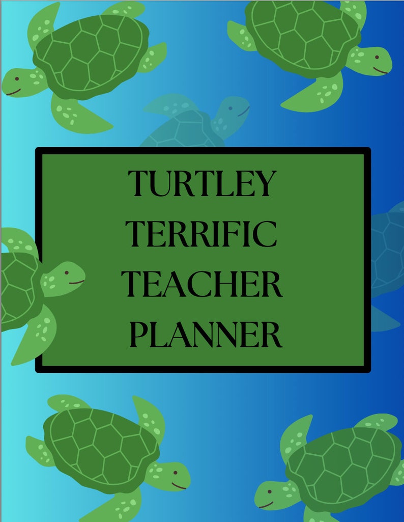 Printable Teacher Planner Undated Turtle Themed - Etsy