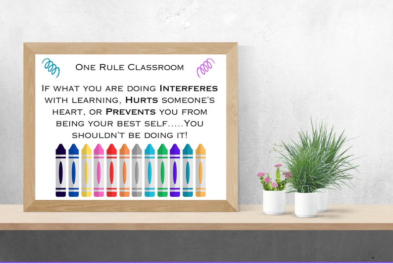 One Rule Classroom Poster: Crayon-themed - Etsy