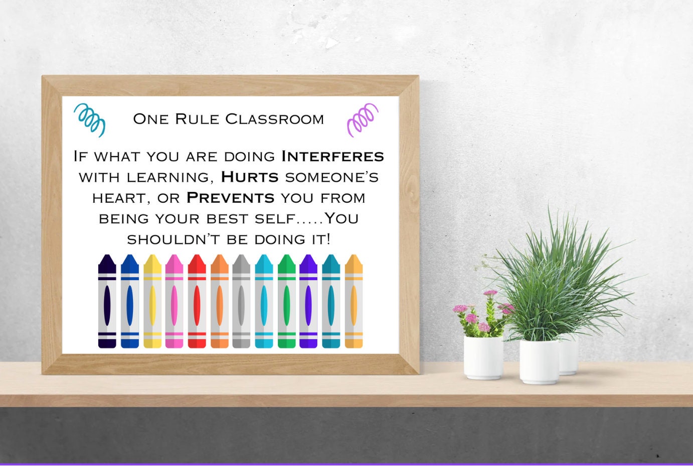 One Rule Classroom Poster: Crayon-themed - Etsy