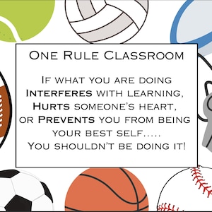 One Rule Classroom Poster: Sports-themed - Etsy