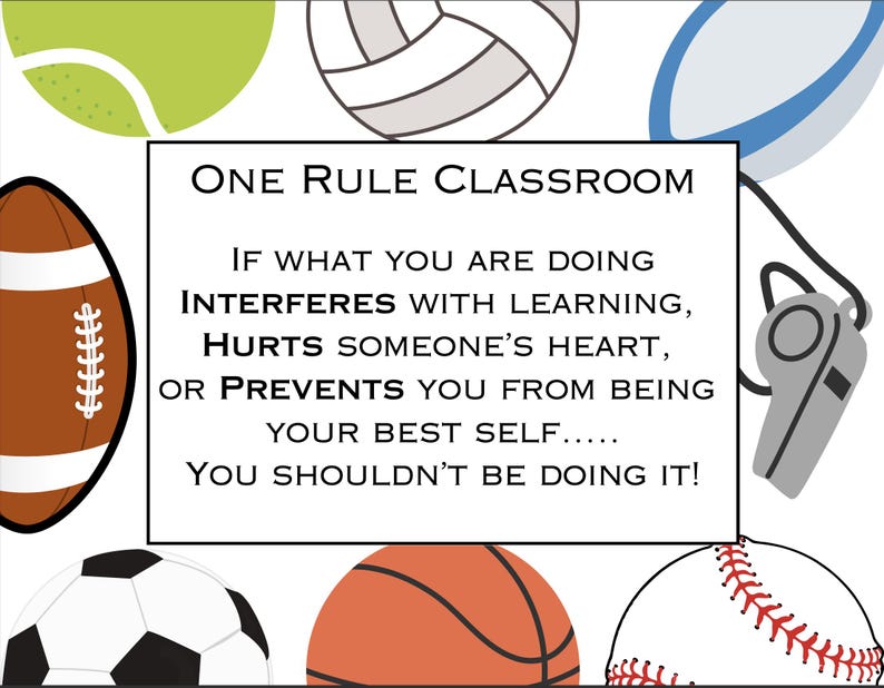 One Rule Classroom Poster: Sports-themed - Etsy