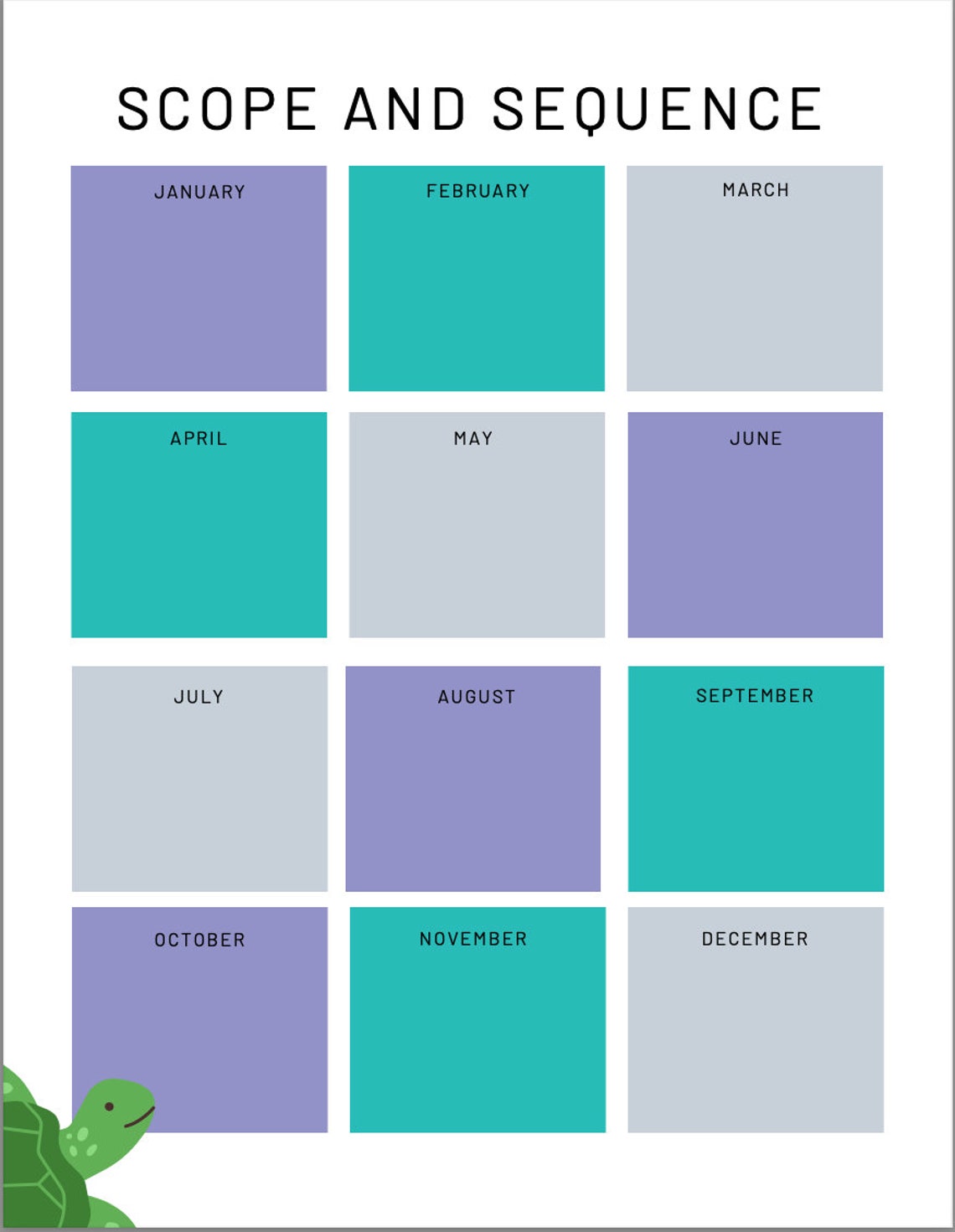Printable Teacher Planner Undated Turtle Themed - Etsy