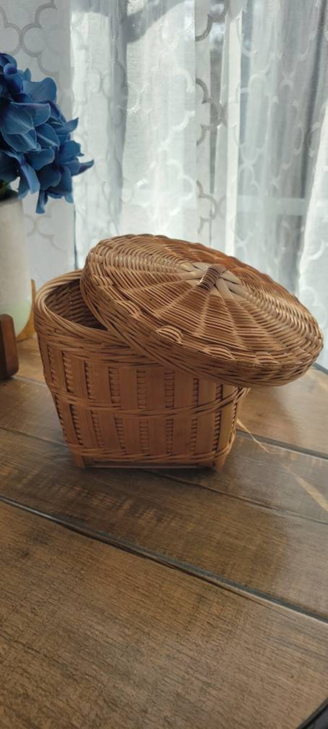 Woven Rattan Handcrafted Basket for Storage With Lid 6.5 - Etsy