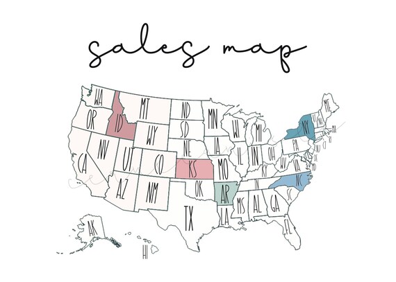 Wall Décor Home Décor Small Business Sales Map Digital Download Digital ...