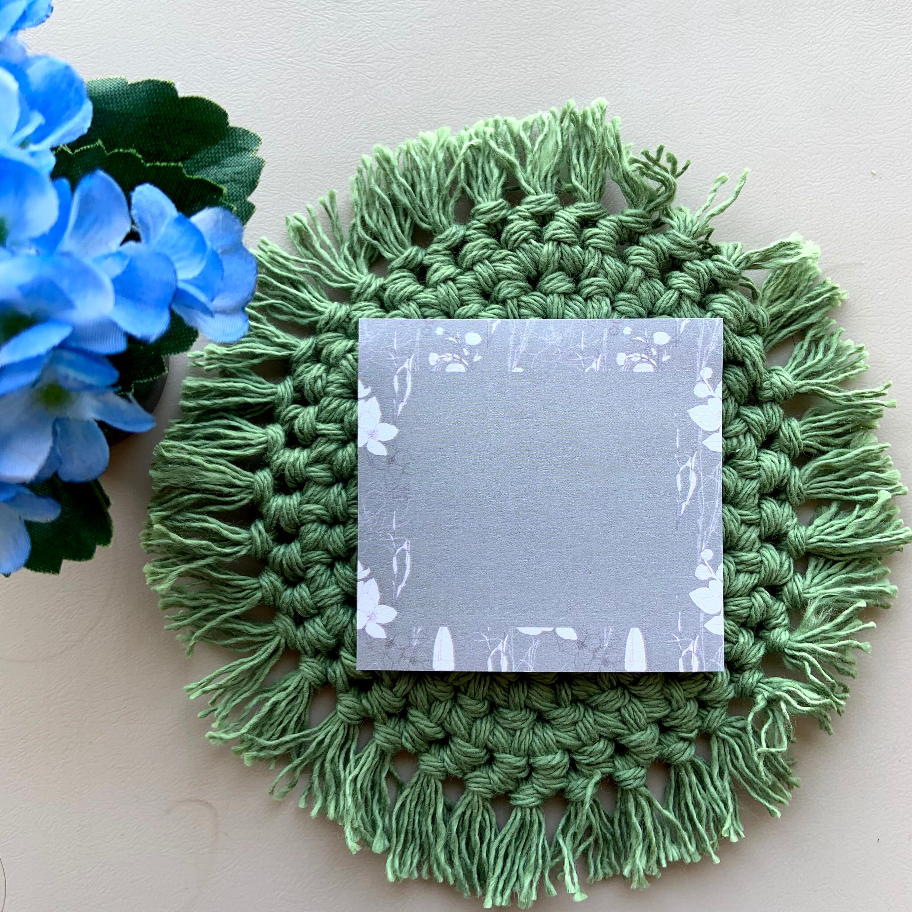 Green Floral Notepad Sticky Notes Cute Sticky Memo Pad 3x3 - Etsy