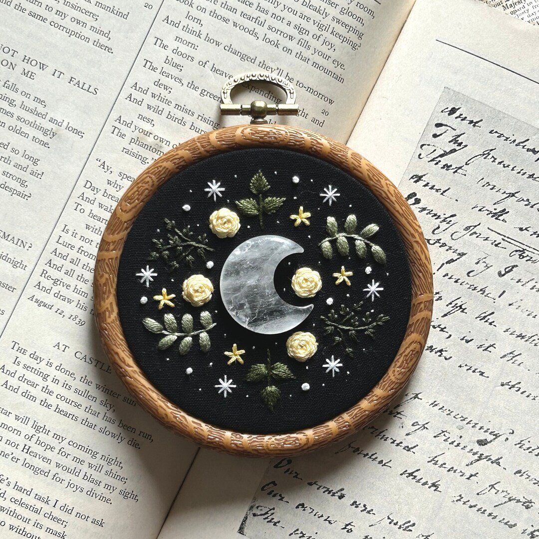 Quartz Crystal Moon Hand Embroidery Art 4 X 4 - Etsy