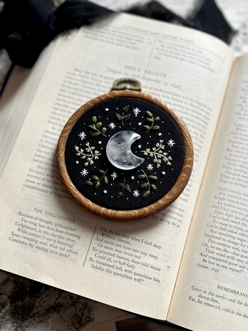 Quartz Crystal Moon Finished Hand Embroidery Art 4 X - Etsy