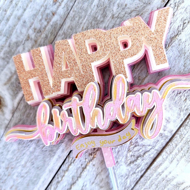 Happy Birthday Cake Topper Cake Topper Birthday Multilayer - Etsy
