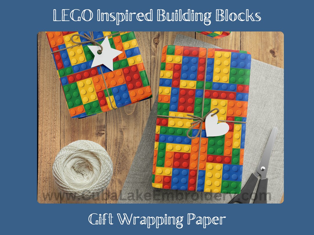 Building Block Birthday Party Gift Wrapping Paper, Toy Blocks, Unique ...