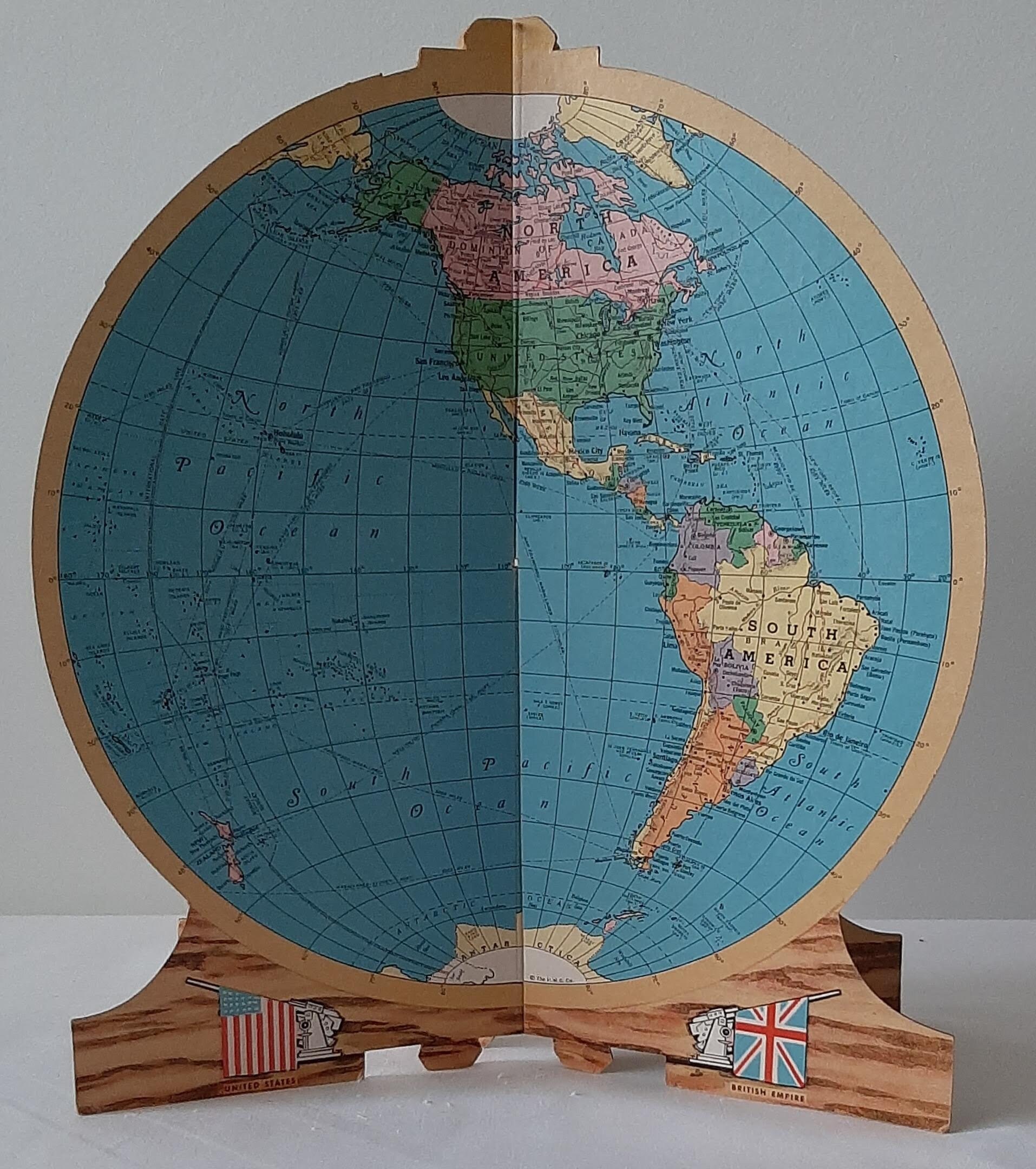 Vintage 3-D Globe Plano-Esfera El Mundo de un vistazo Mapa | Etsy