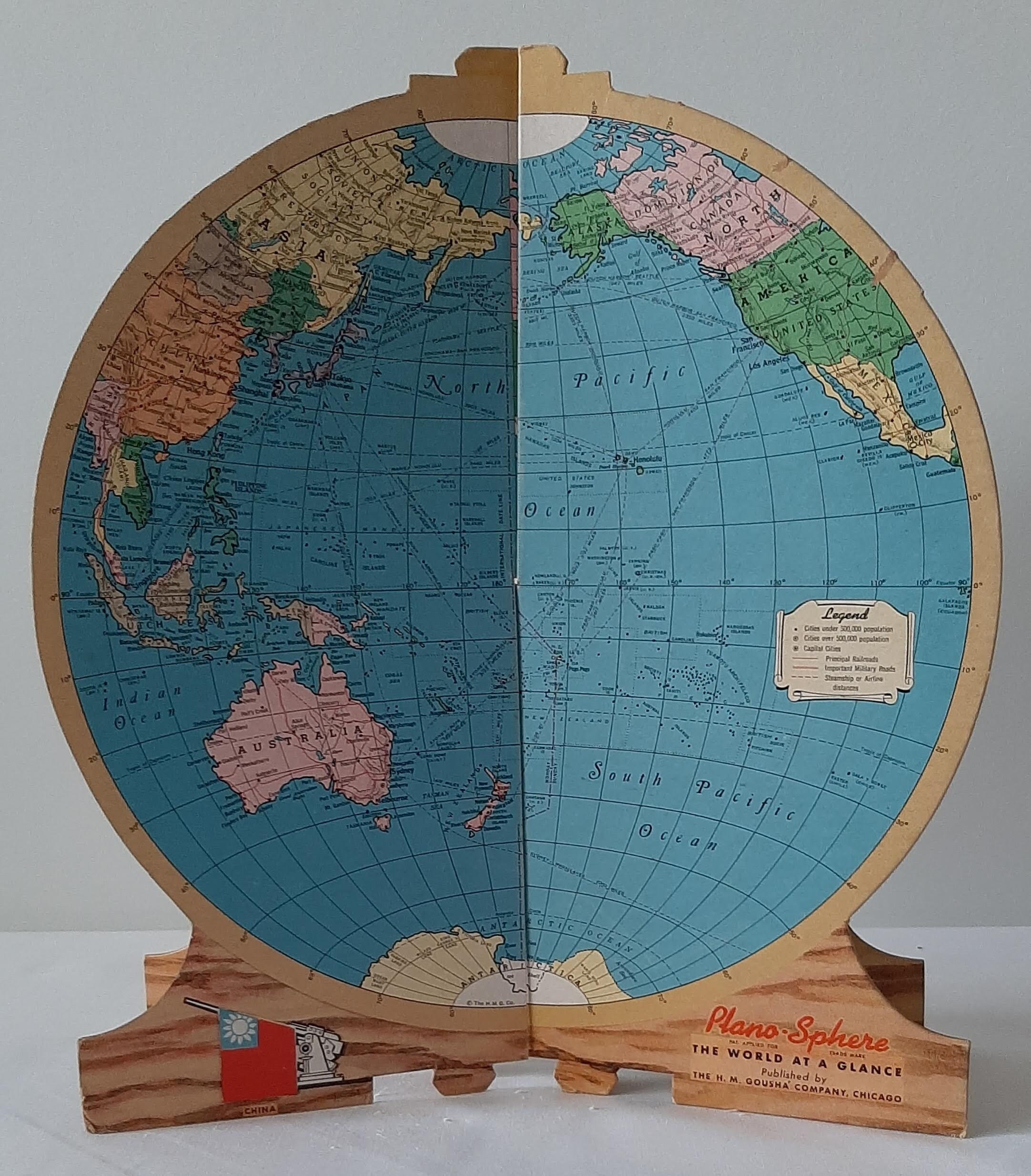 Vintage 3-D Globe Plano-Esfera El Mundo de un vistazo Mapa | Etsy