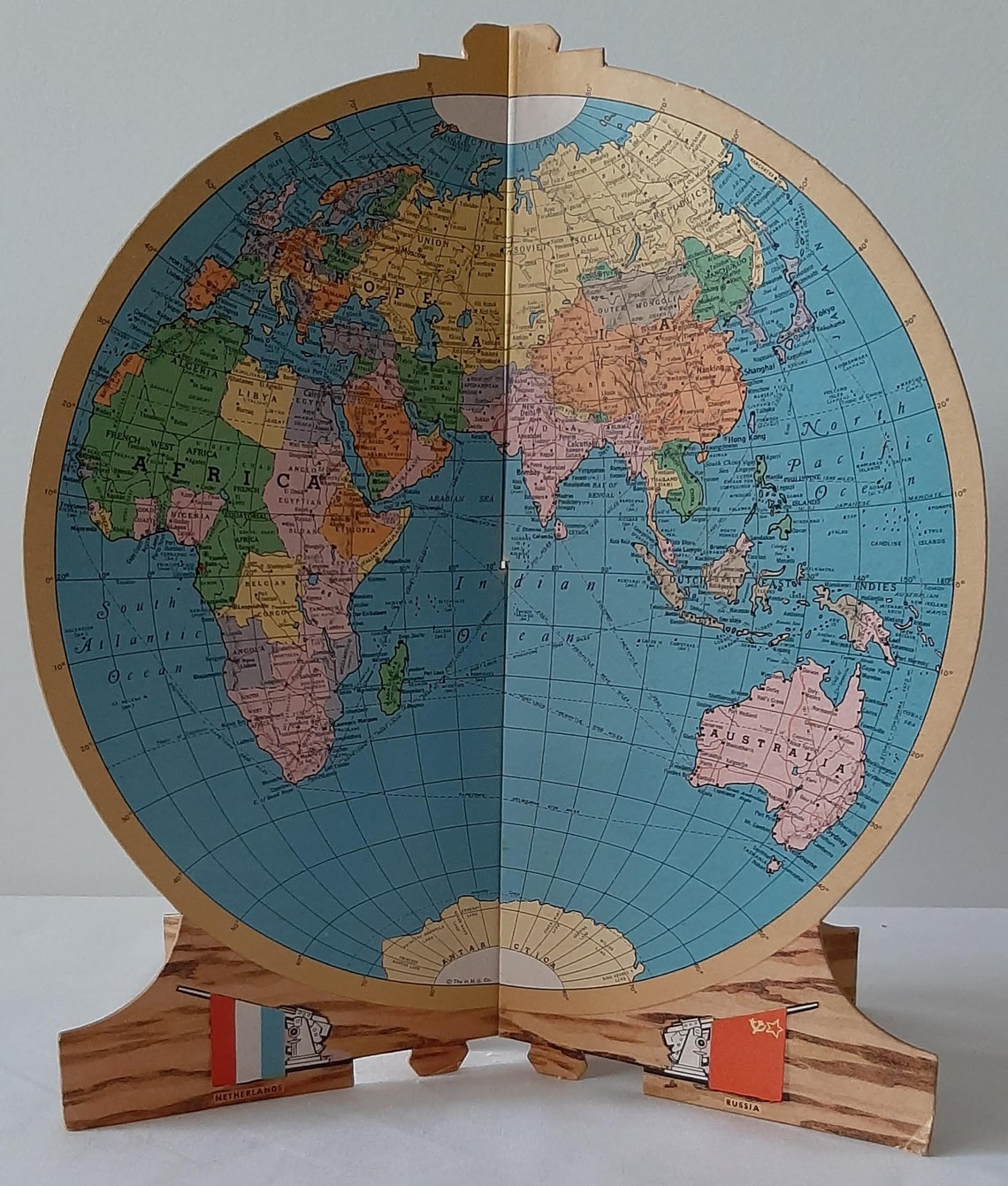 Vintage 3-D Globe Plano-Esfera El Mundo de un vistazo Mapa | Etsy