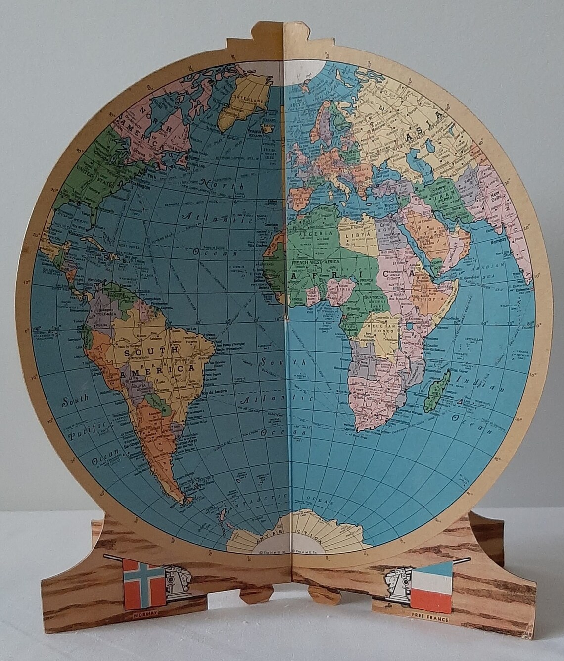 Vintage 3-D Globe Plano-Esfera El Mundo de un vistazo Mapa | Etsy