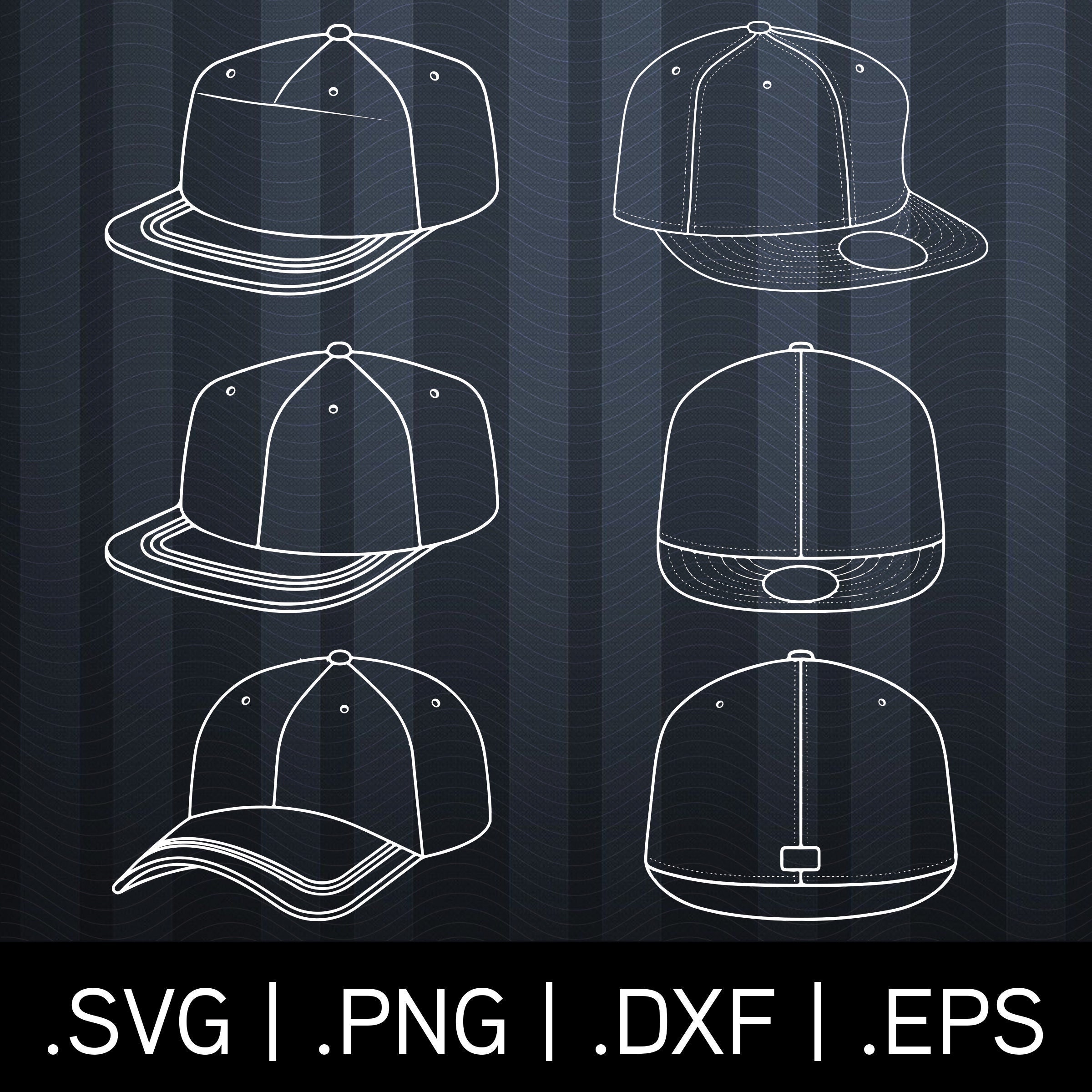 6 FITTED HATS .svg .png .dxf .eps Cut Files - Etsy