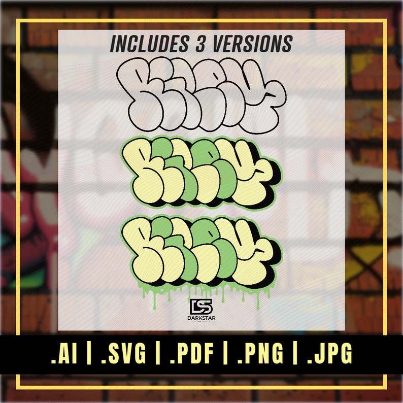 Riley - Custom Graffiti Throw up Bubble Letters | Layered Editable SVG ...