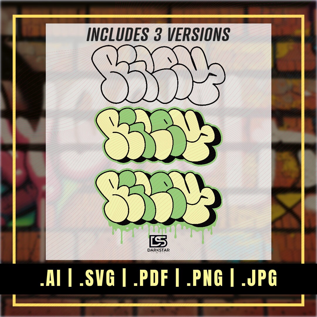 Riley - Custom Graffiti Throw up Bubble Letters | Layered Editable SVG ...