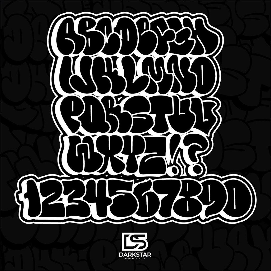 Graffiti Bubble Letter Font Alphabet for Procreate and Adobe ...