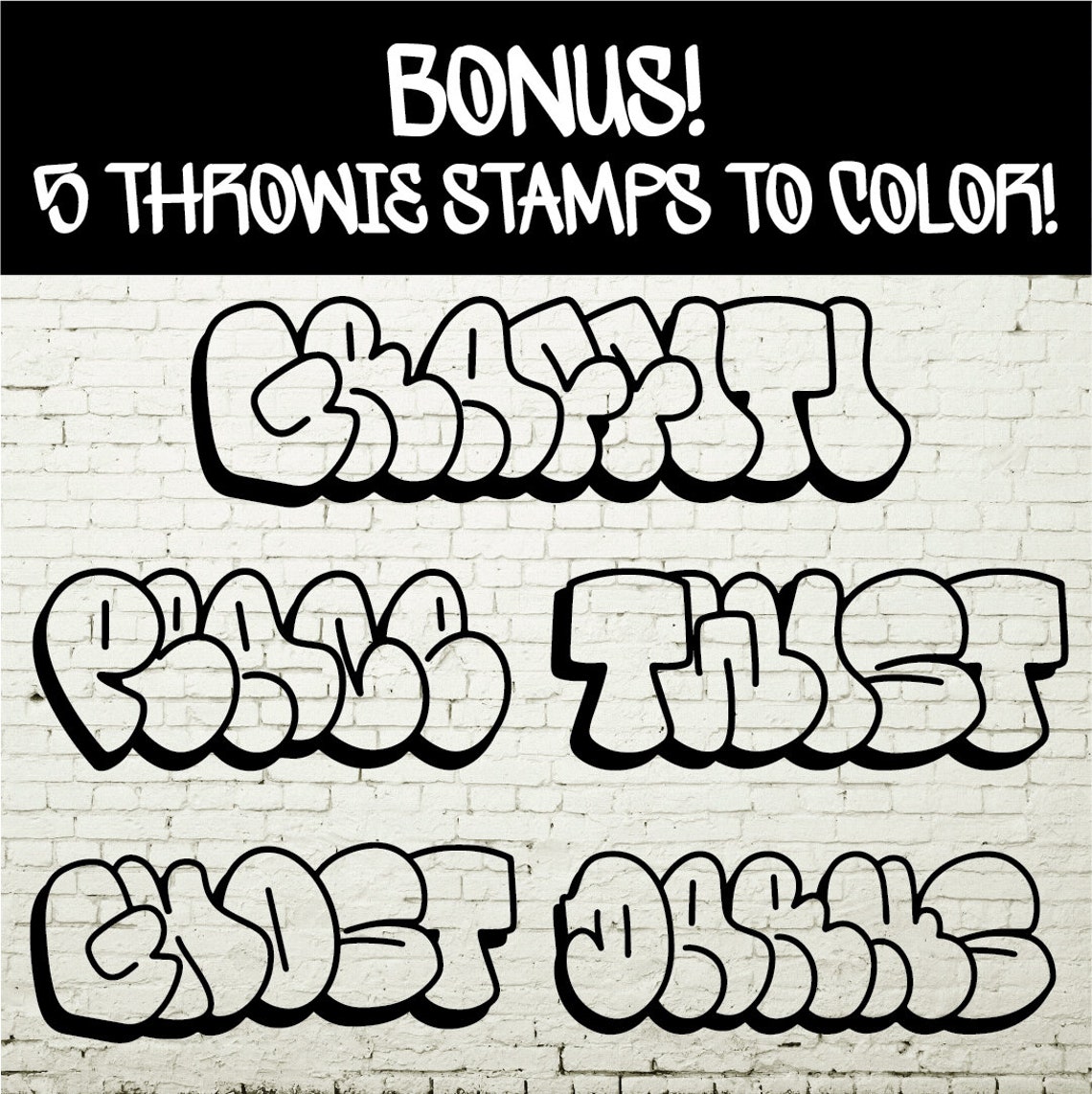 Graffiti Bubble Letter Font Alphabet for Procreate and Adobe ...