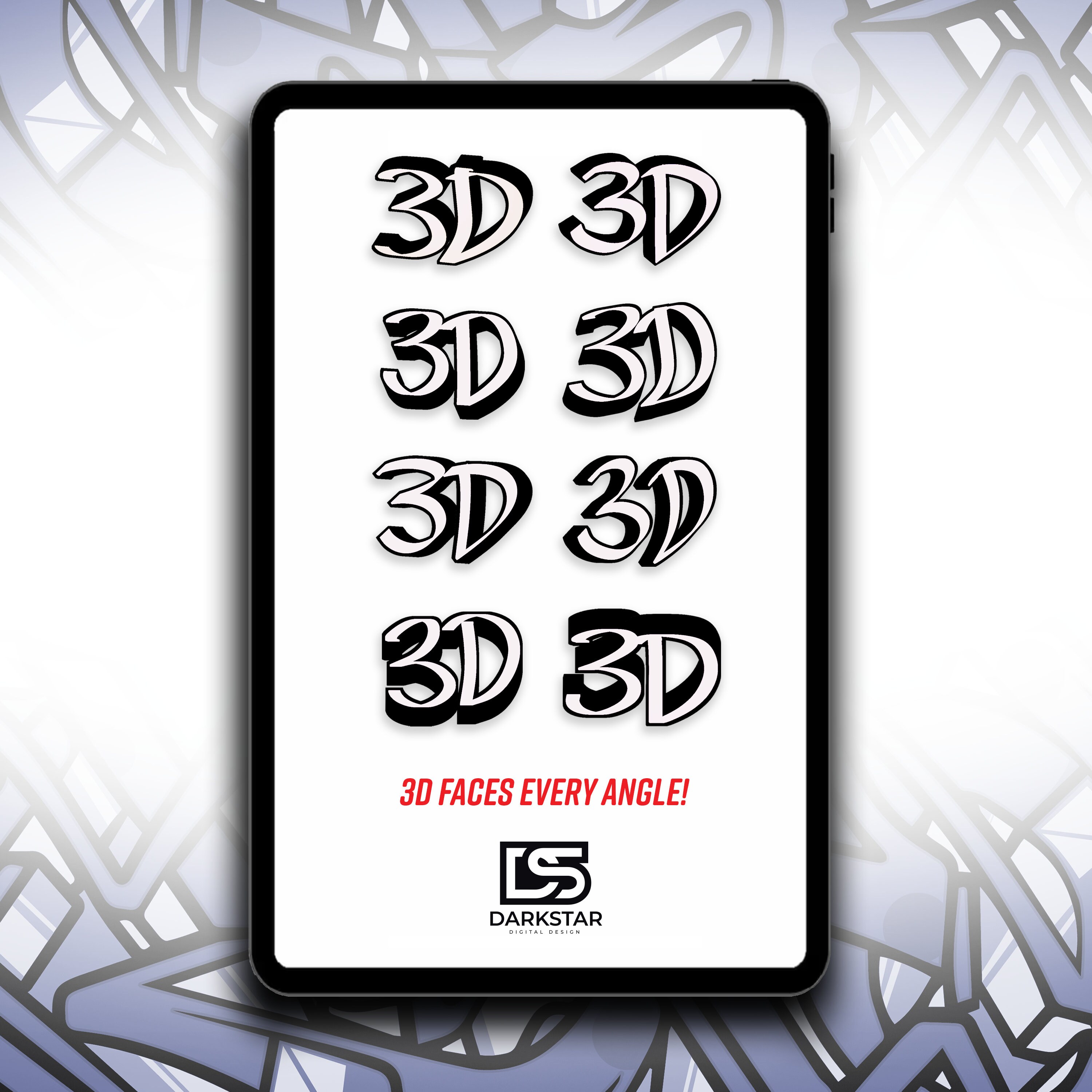 3D Block Letter Outlined Brush Pack for Procreate | Perfect for ...