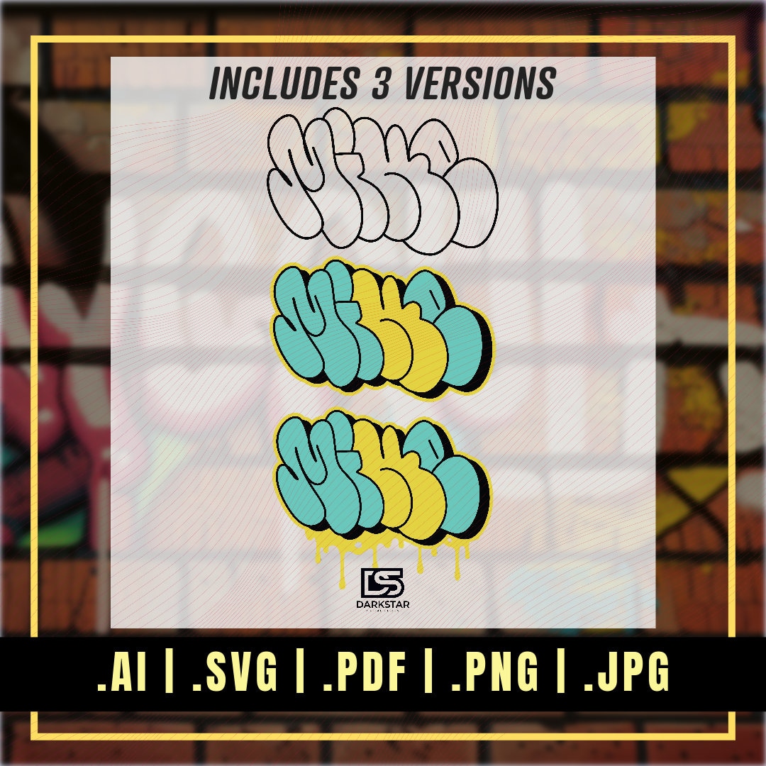 Mike - Custom Graffiti Throw up Bubble Letters | Layered Editable SVG ...