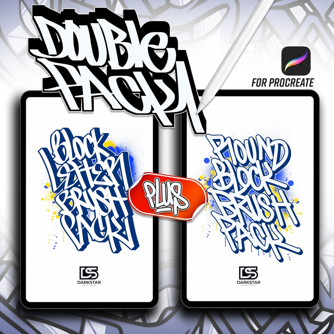 Double Pack Bundle - Chisel and Round Block 3D Outlined Brush Sets for ...