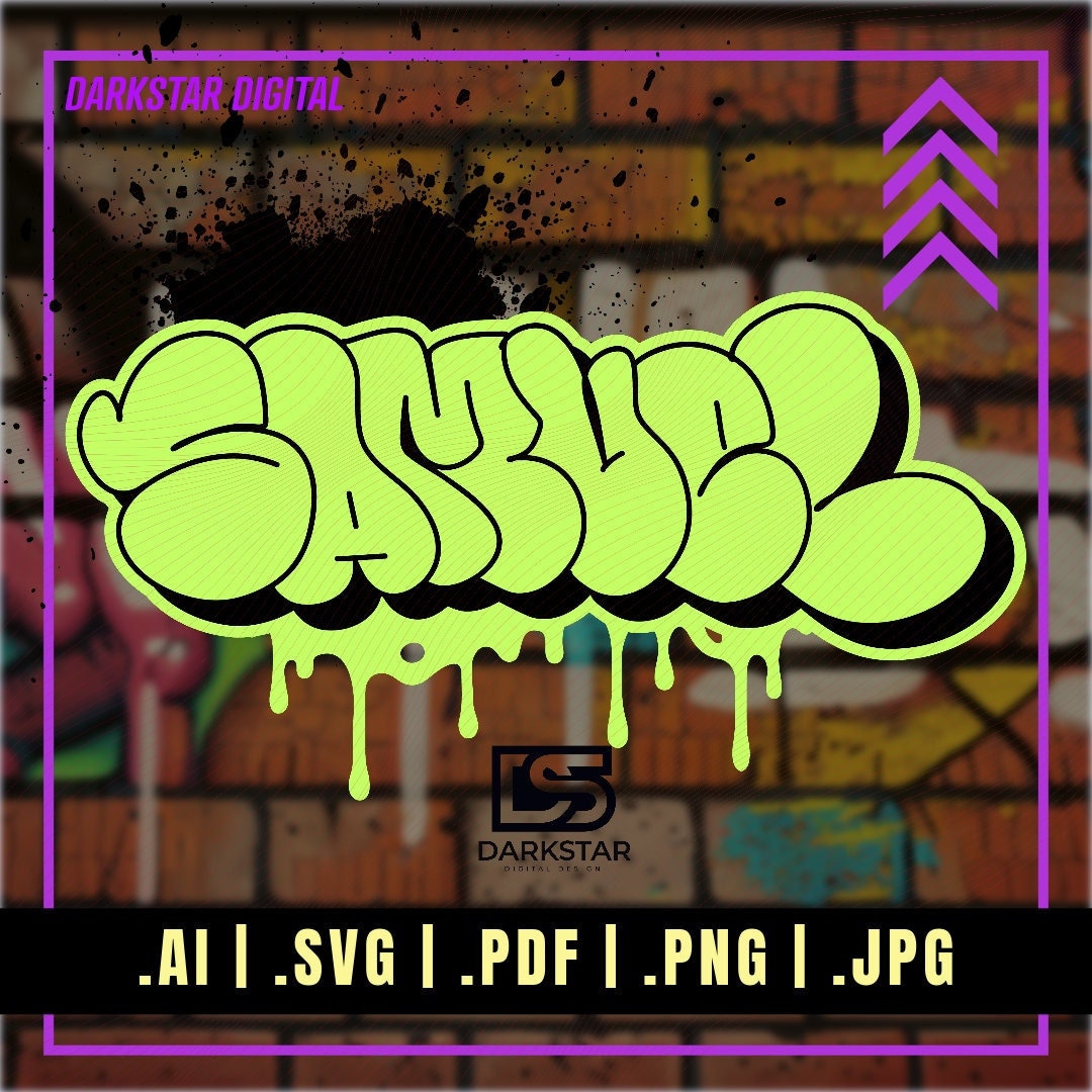 Oliver Custom Graffiti Throw up Bubble Letters Layered Editable SVG Cut ...