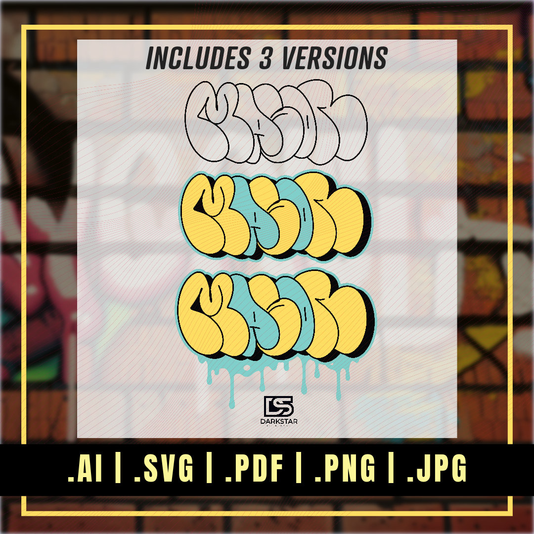 Mason Custom Graffiti Throw up Bubble Letters Layered Editable SVG Cut ...